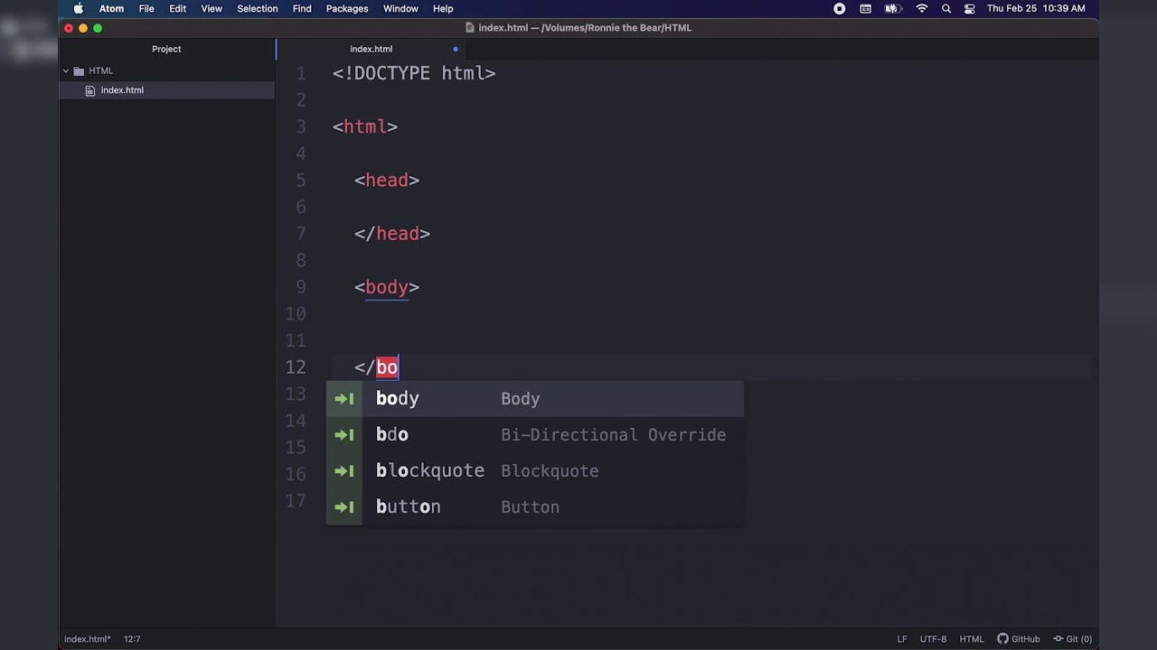 Basic HTML Page Structure