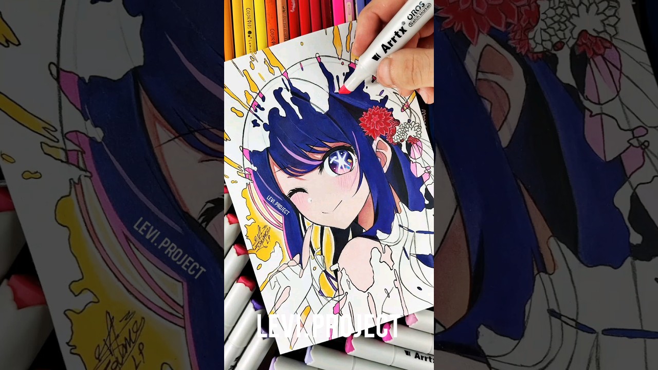 Drawing Hoshino Ai💜/ Stained Art🎨 || Oshi No Ko #drawinganime #shorts #oshinoko #hoshinoai