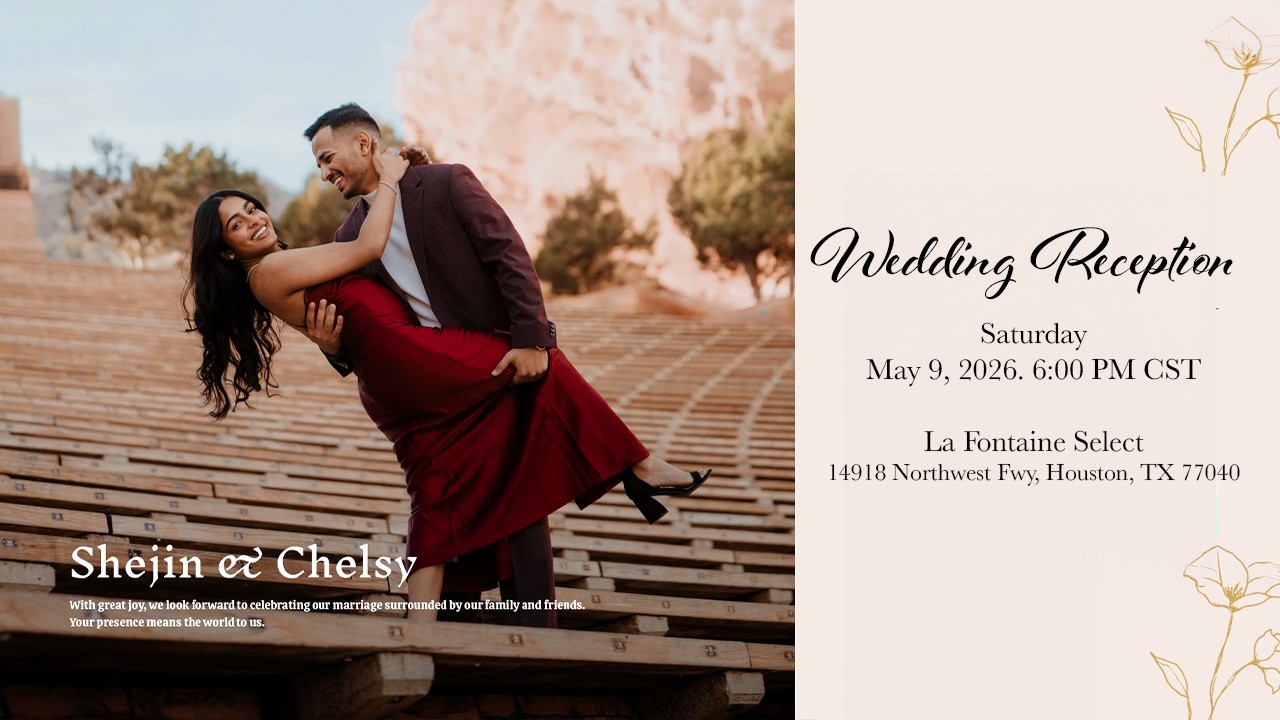 Shejin & Chesly | Wedding Reception | May 9, 2026. 6PM CST