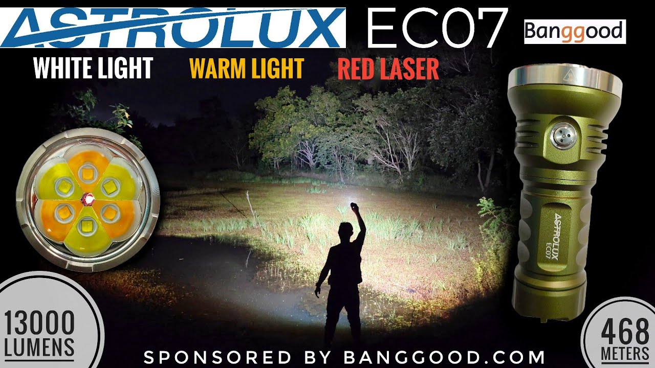 Astrolux EC07 White light + Warm light + Red laser - 26650 Flashlights ...