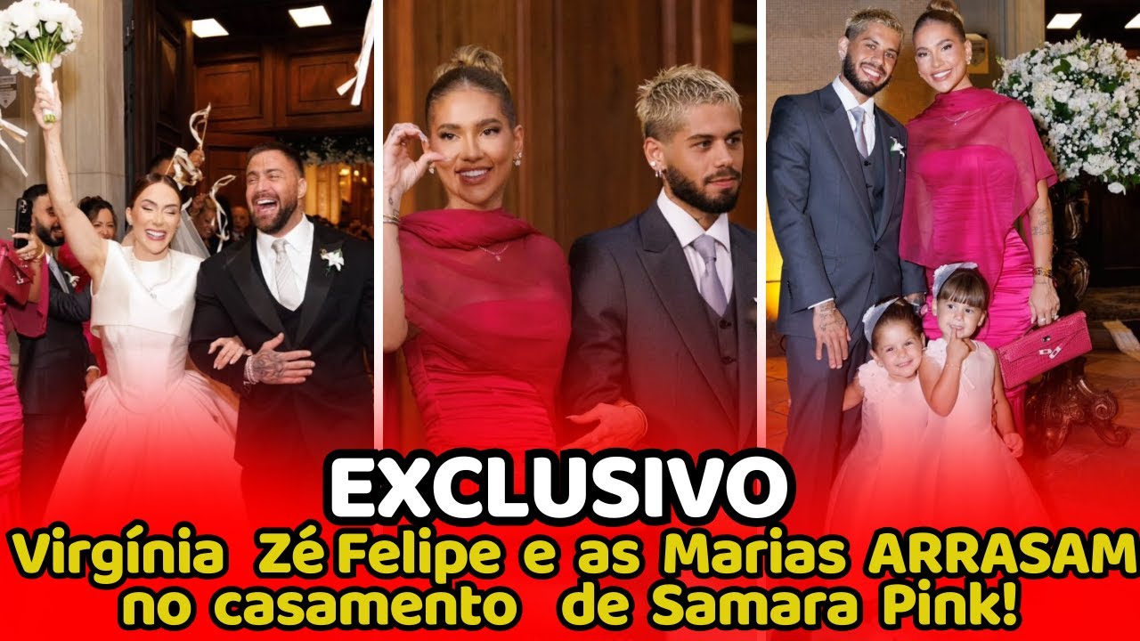 Virginia e Zé Felipe roubam a cena com as Marias em casamento de Samara Pink: veja os detalhes