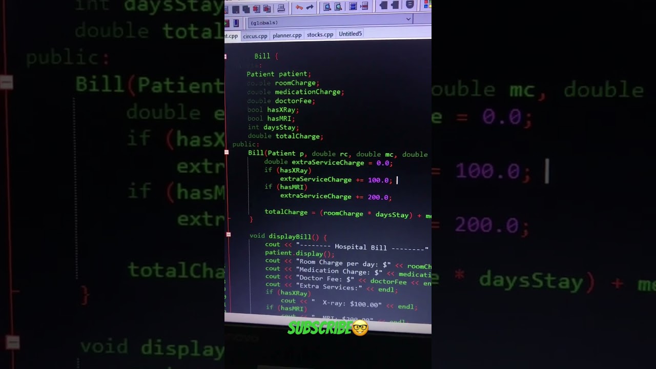 hospital bill in c++ IDE dev c++#cppprogramming #codingtime #codinglife