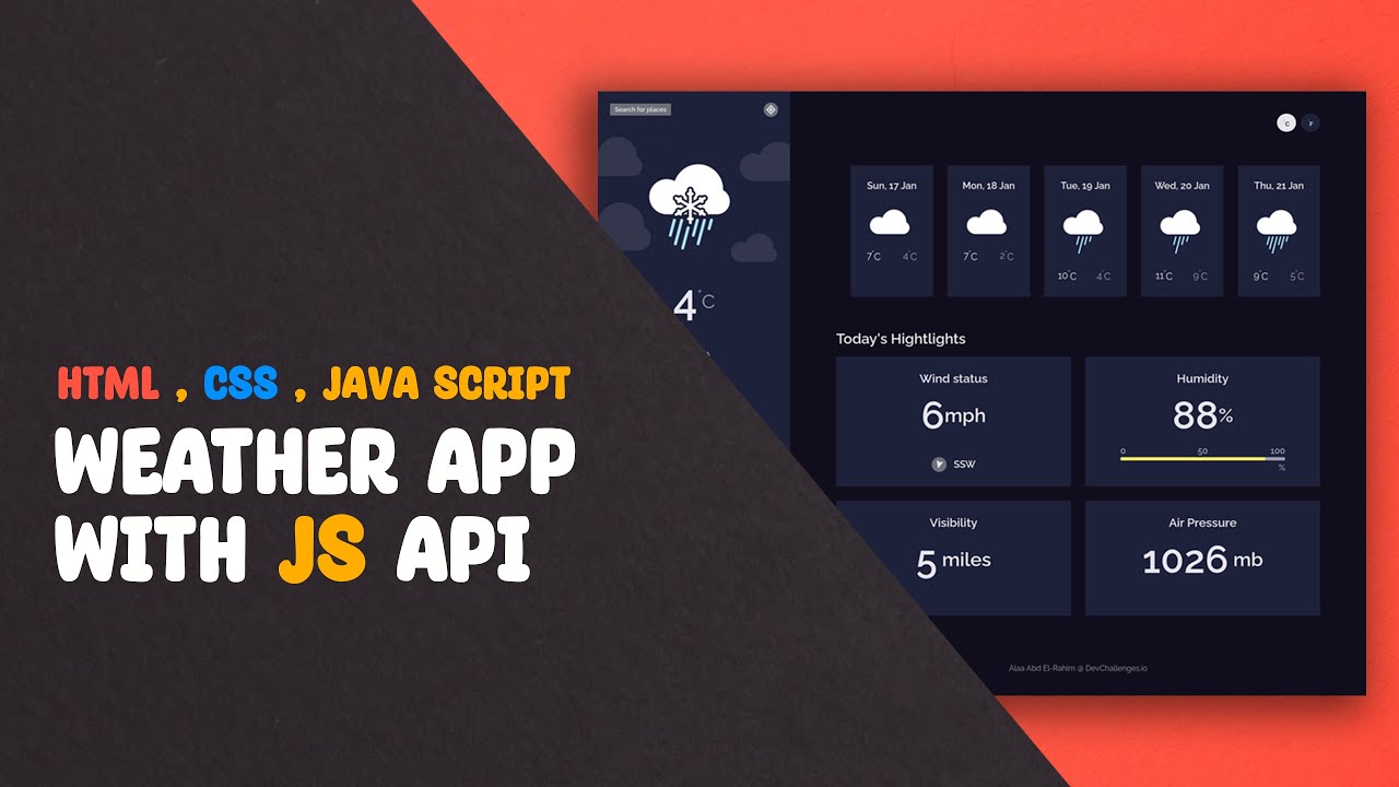 Build a Stunning Web Weather App | HTML, CSS & JavaScript  API Tutorial