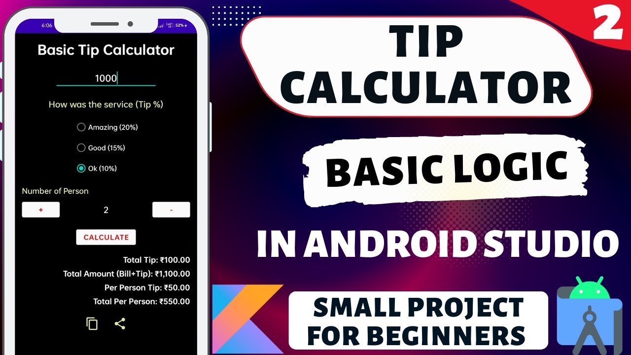 Tip Calculator App in Android Studio Using Kotlin | Basic Logic | Hindi #2