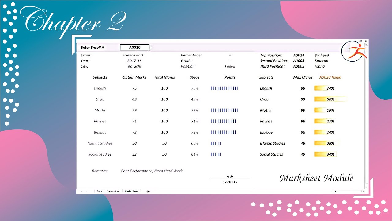 Financial Modeling and Analysis - Chapter 2 - Mark Sheet Model