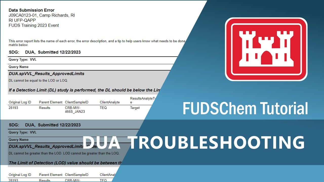 Data Usability Assessment - Screening and Troubleshooting - FUDSChem