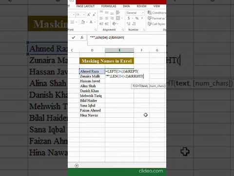 #shortsyoutube Masking Strings in Excel | excel tutorial | excel tutoring | excel