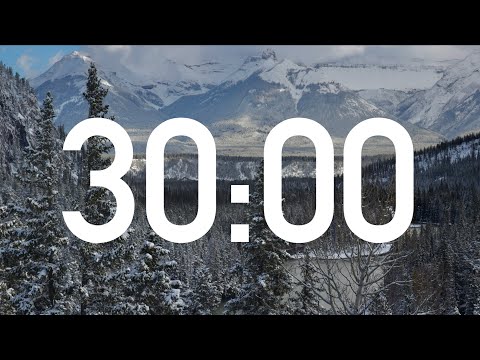 30 Minute Winter Mountain Timer with Music (Relaxing Lofi, Calm Chimes Alarm at End)