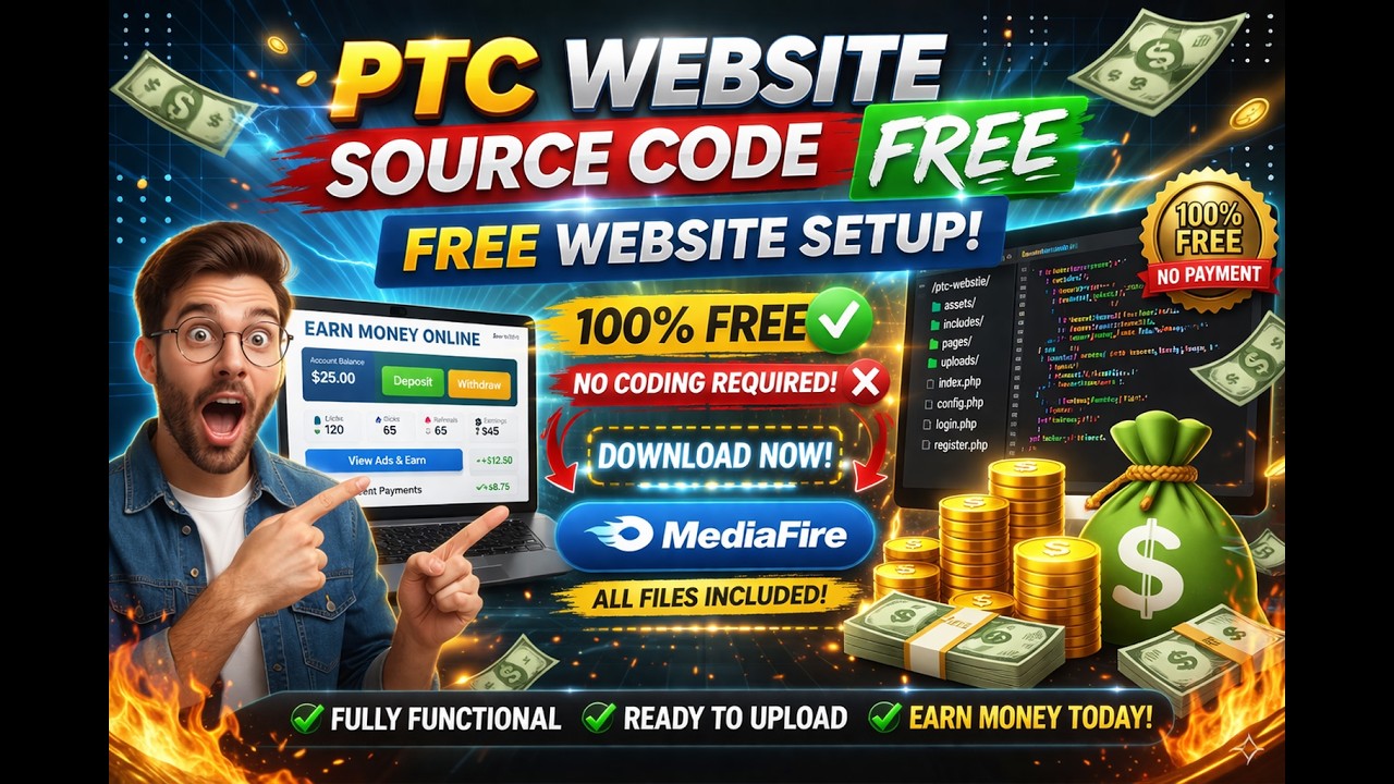 PTC WEBSITE SOURCE CODE – FREE DOWNLOAD 🔥|| MR DEVELOPER