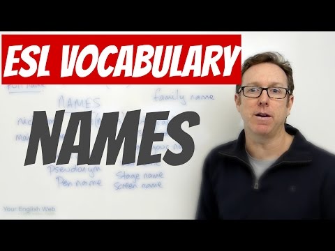English vocabulary lesson - NAMES - palabras en inglés