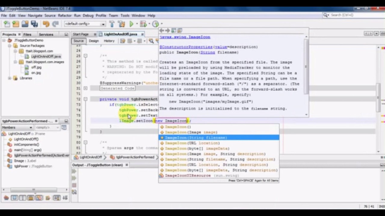 java swing JToggleButton