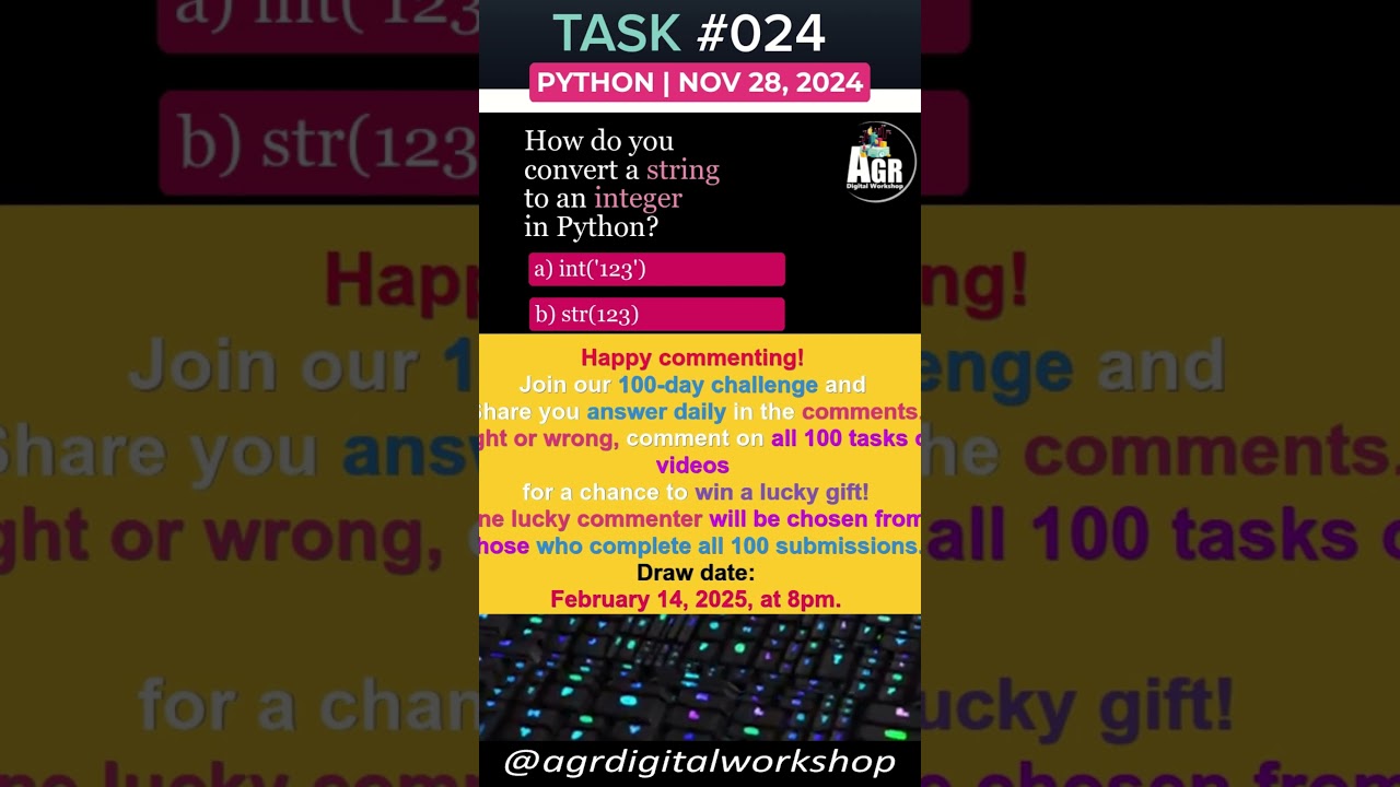 #py-Task024 - Python Quick Tips: Converting a String to an Integer in Python 🐍