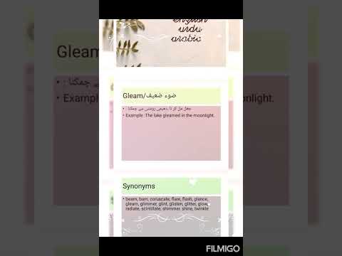 #Gleam, meaning, with example and #physio tones synonyms