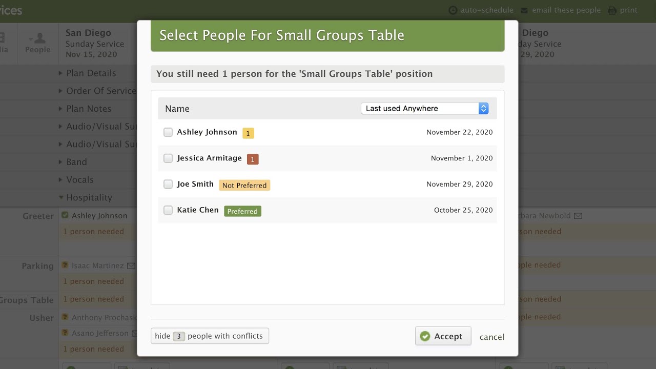 Scheduling with Planning Center Services