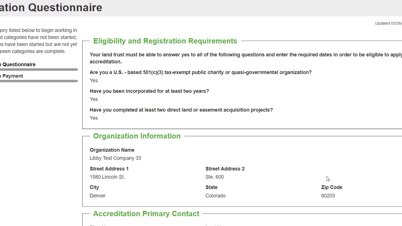 Accreditation Application overview
