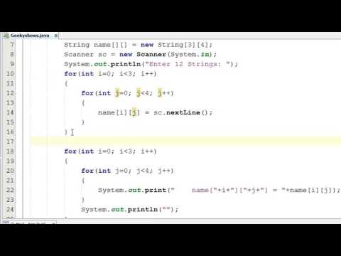 Learn 250 Getting String 2D Array input from user in Java Programming Hindi - Mind Luster