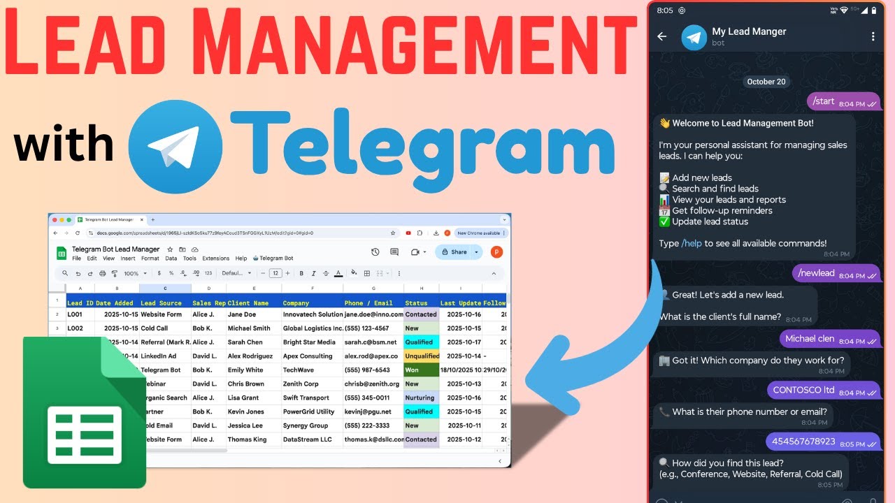 Ultimate Telegram Bot for Lead Management #googlesheets #appsscript