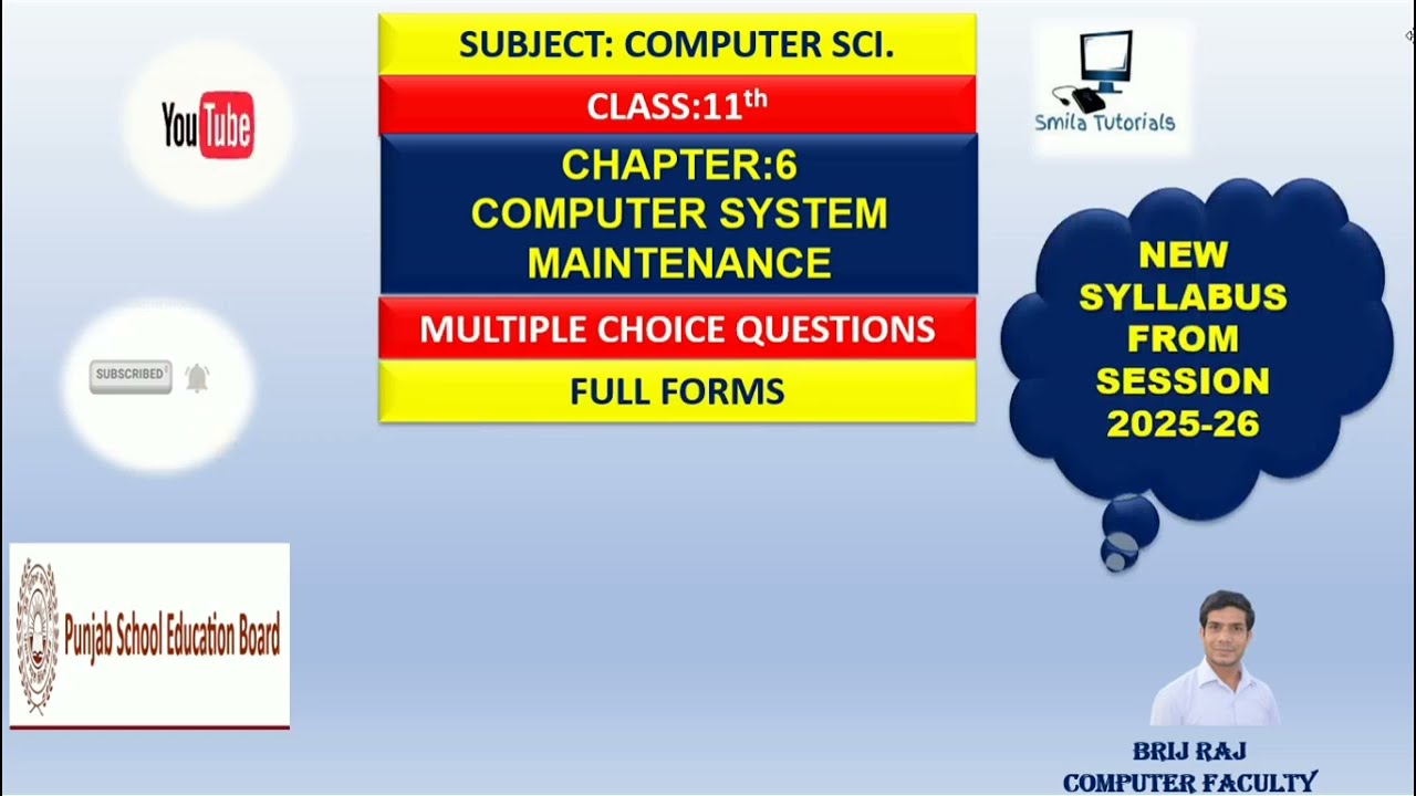 CLASS:11TH CHAPTER: 6 COMPUTER SYSTEM MAINTENANCE(MULTIPLE CHOICE QUESTIONS AND FULL FORMS)