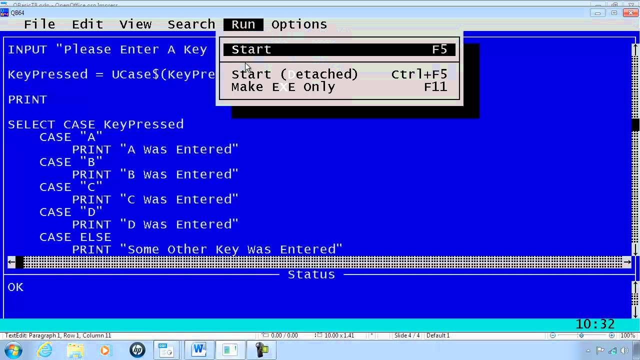 QBasic Tutorial 8 - Select Case Statements - QB64