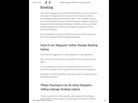 Singapore Airlines @+1 888 820 1050@ Customer Service Number