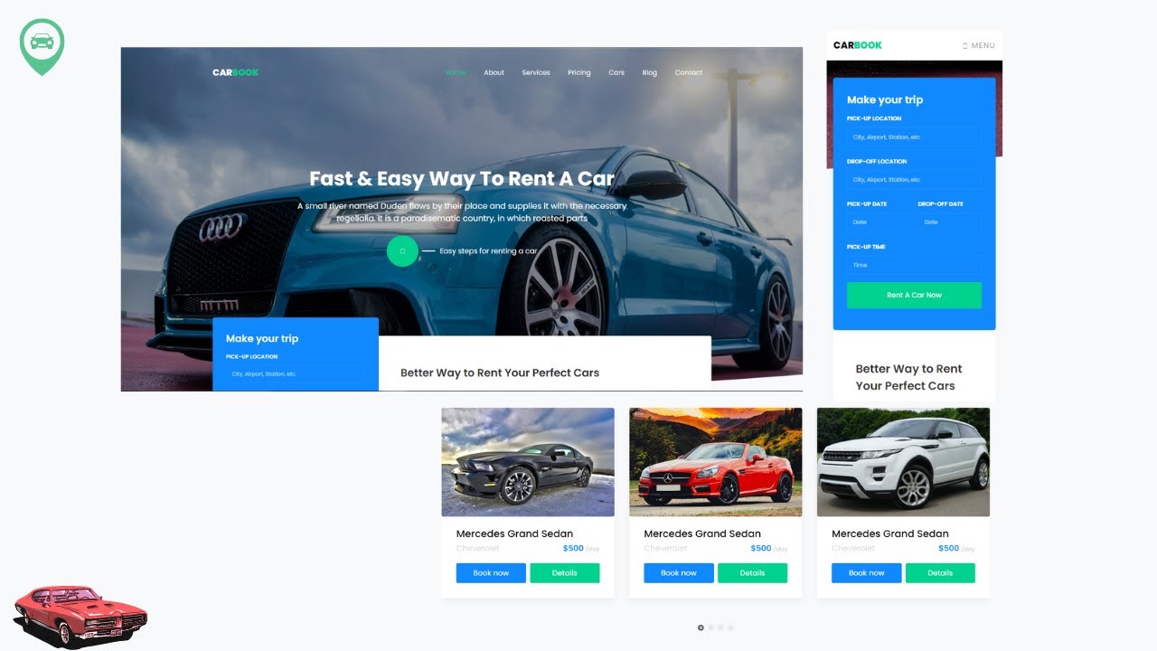 Carbook rental website template | Html Css Bootstrap | webdesign