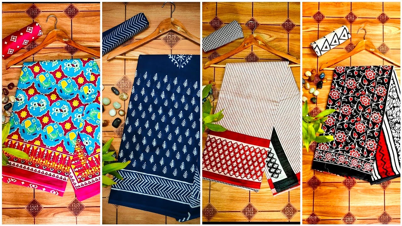 Bagru Hand Printed Mulmul Cotton Sarees | Cotton Mulmul Sarees Wholesale Price | #officewearsaress