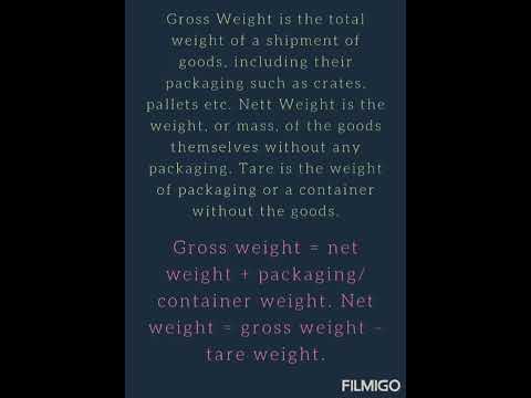 What is the difference between gross weight tare weight and net weight?