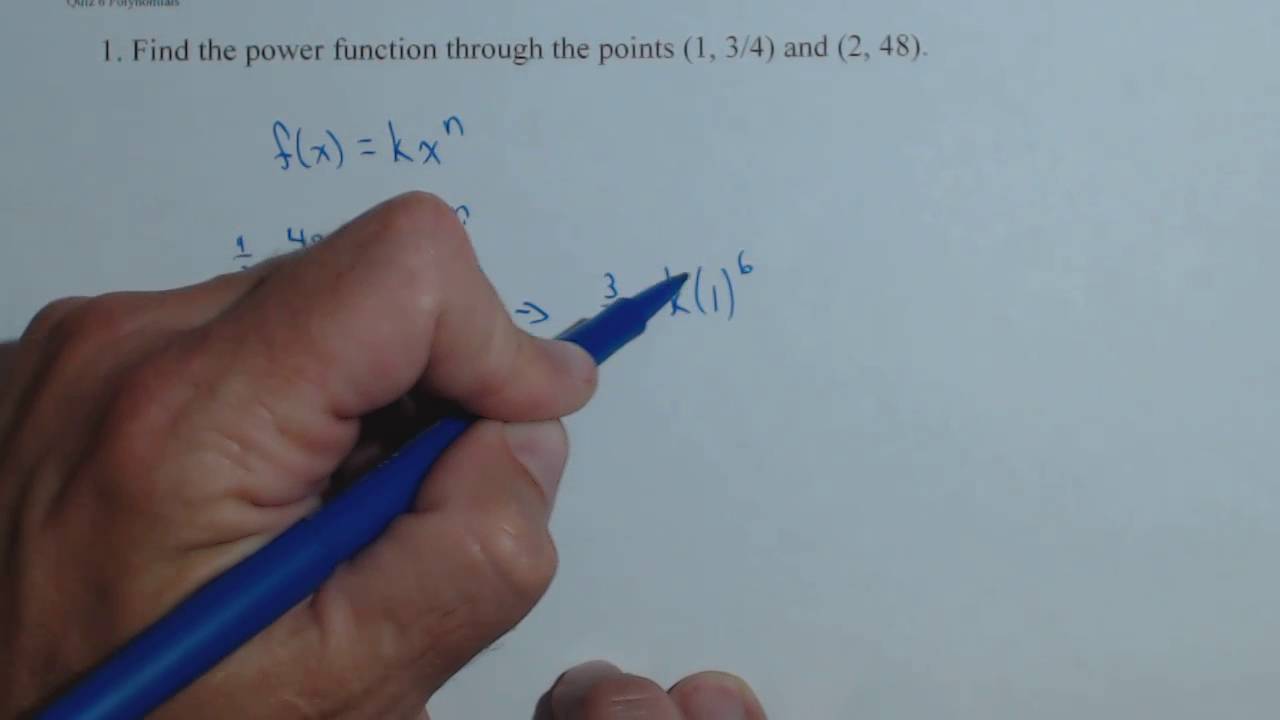 Find a Power Function through 2 Points QR5 1