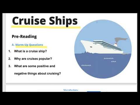 Adult ESL Discussion Lesson about Cruise Ship for Intermediate English Language Learners