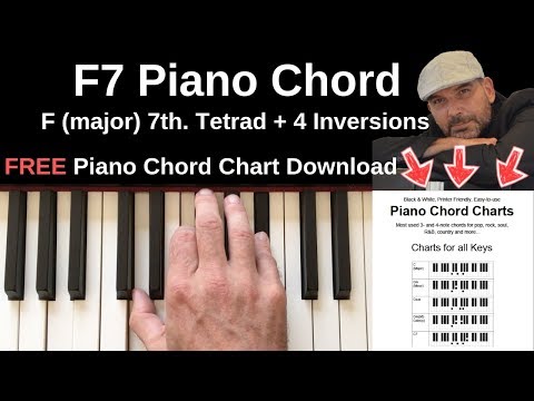 F7 Piano Chord | F Major 7th. + Inversions Tutorial + FREE Chord Chart