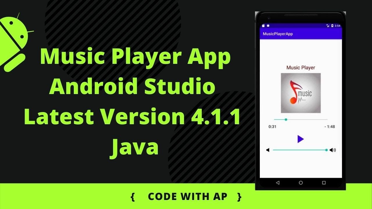Music Player App in Android Studio Latest Version 4.1.1 | Java Programming