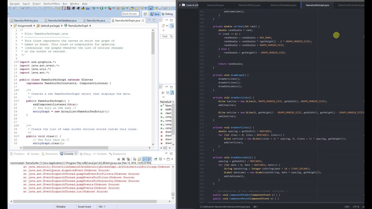 CS106A Assignment 6 NameSurfer.java demo