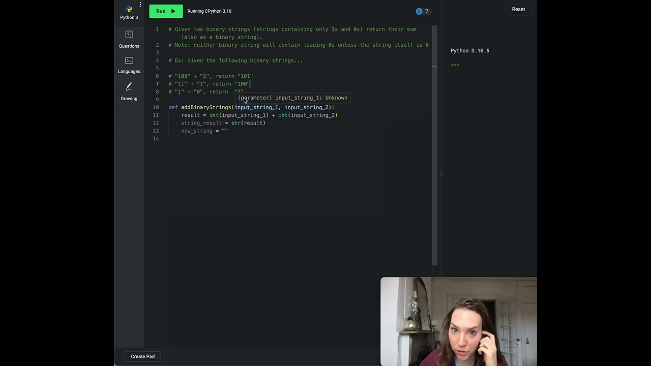 Add binary strings python interview problem