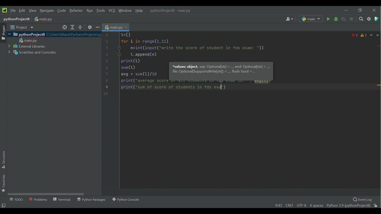 How Create students marks list in python using various function| #pycharm  | @coding #programming