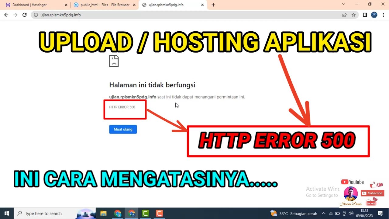 Cara atasi HTTP ERROR 500 saat Upload/hosting aplikasi berbasis WEB