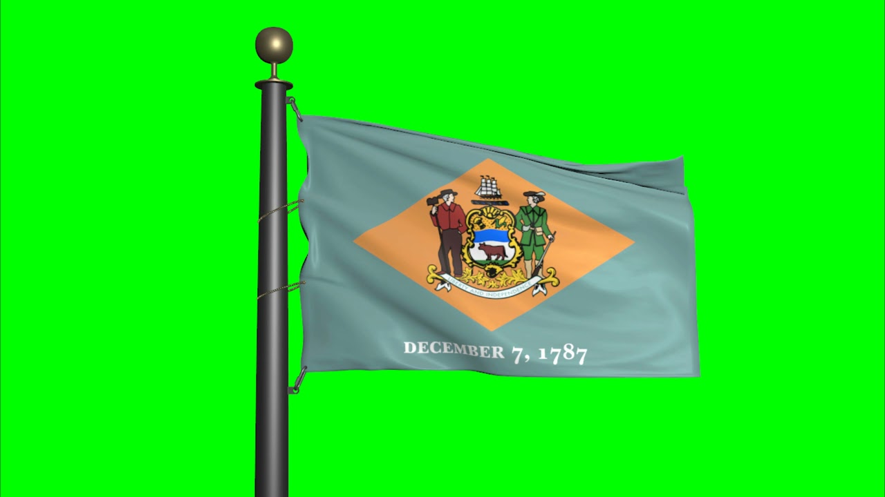 Delaware waving flag  - Green Screen | Motion background | 4K UHD 60fps | Royalty Free