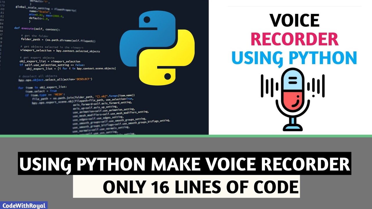Voice Recorder Using Python | Python Voice Recorder #python #codewithroyal #pythonprojects