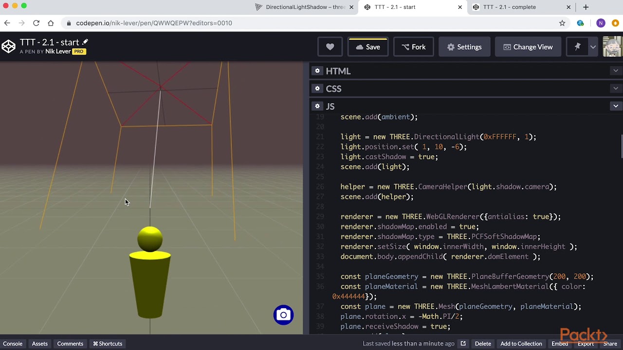 Three.js 3D Graphics for Web :Tips Tricks & Techniques : Trackdown Shadow Problems | packtpub.com