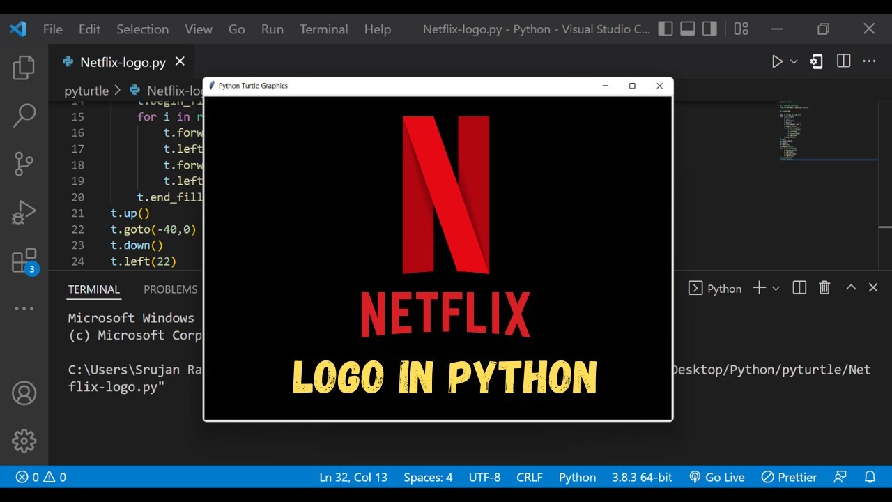 NETFLIX Logo Using Python Turtle | Python Turtle Graphics | @NetflixIndiaOfficial  @Netflix