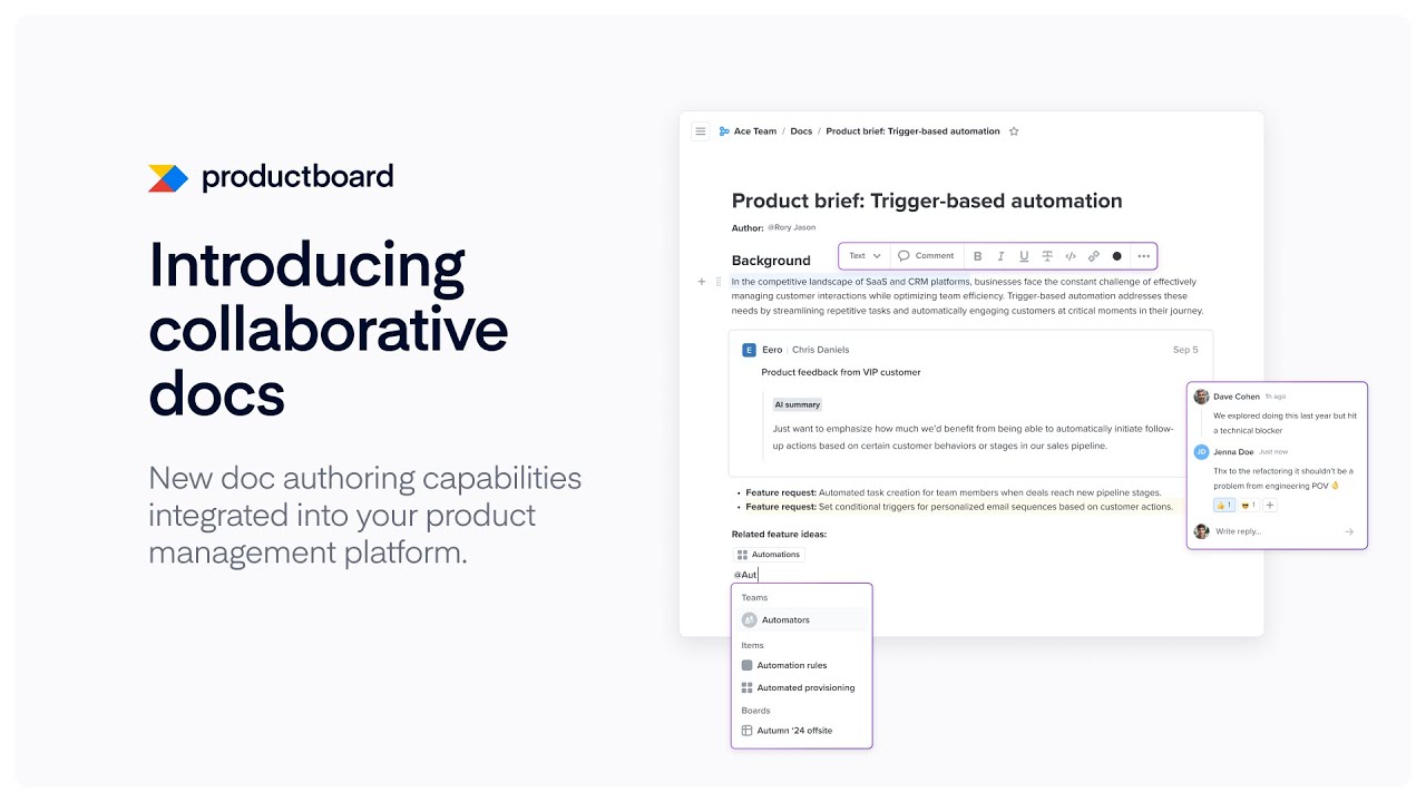 Collaborative documents for product teams
