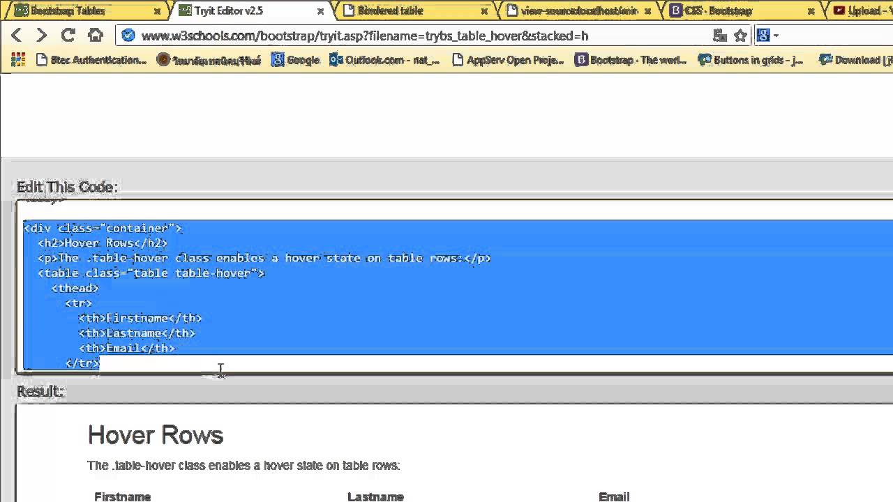 Bootstrap Tables Hover Rows