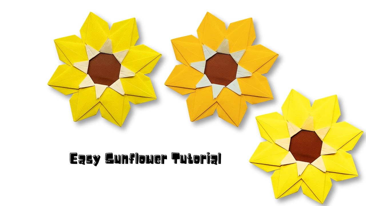 Simple Origami Flower Tutorial for kids & beginners Easy sunflower tutorial How to make a flower