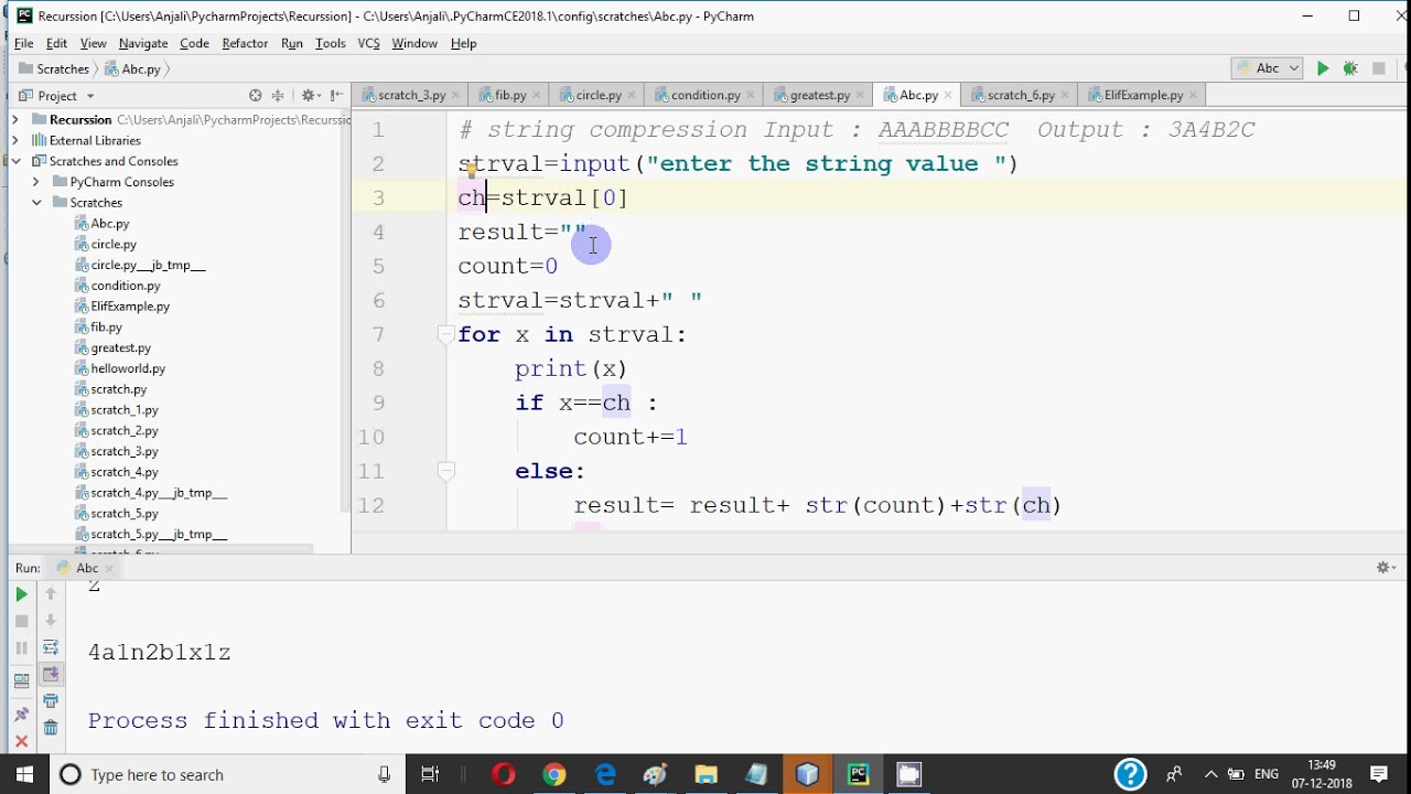 Program to perform string Compression in Python | codeondemand