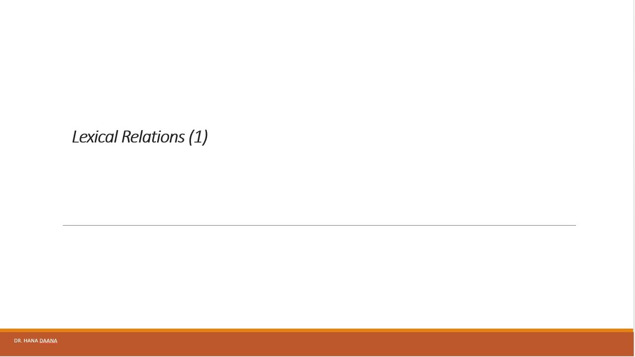 Lexical Relations 1