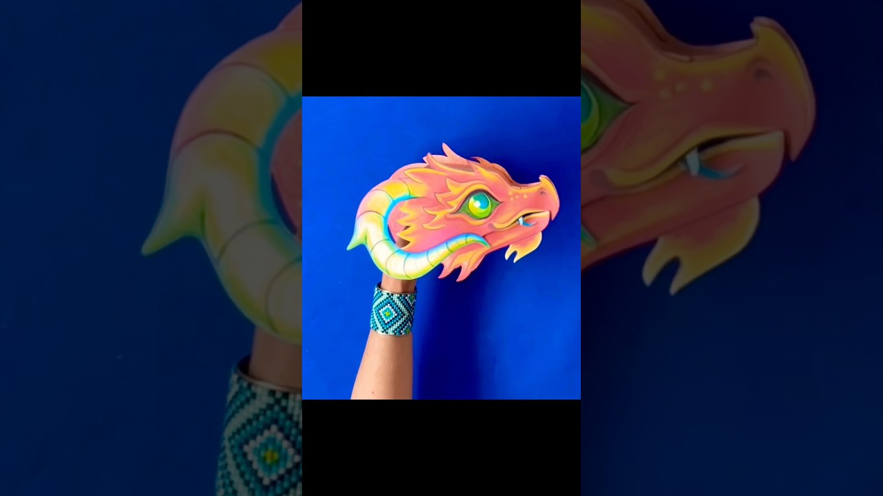 How to make a #dragonpaperpuppet templates in the Happythought book on Amazon #papercraft #diypuppet