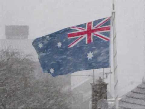 australian flag flying in the snow!