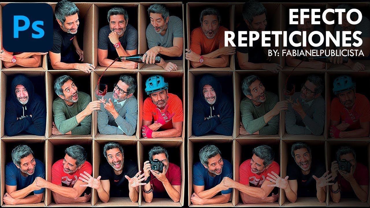 Repeticiones con cajas de cartón | Photoshop | Tutorial 165 | Español