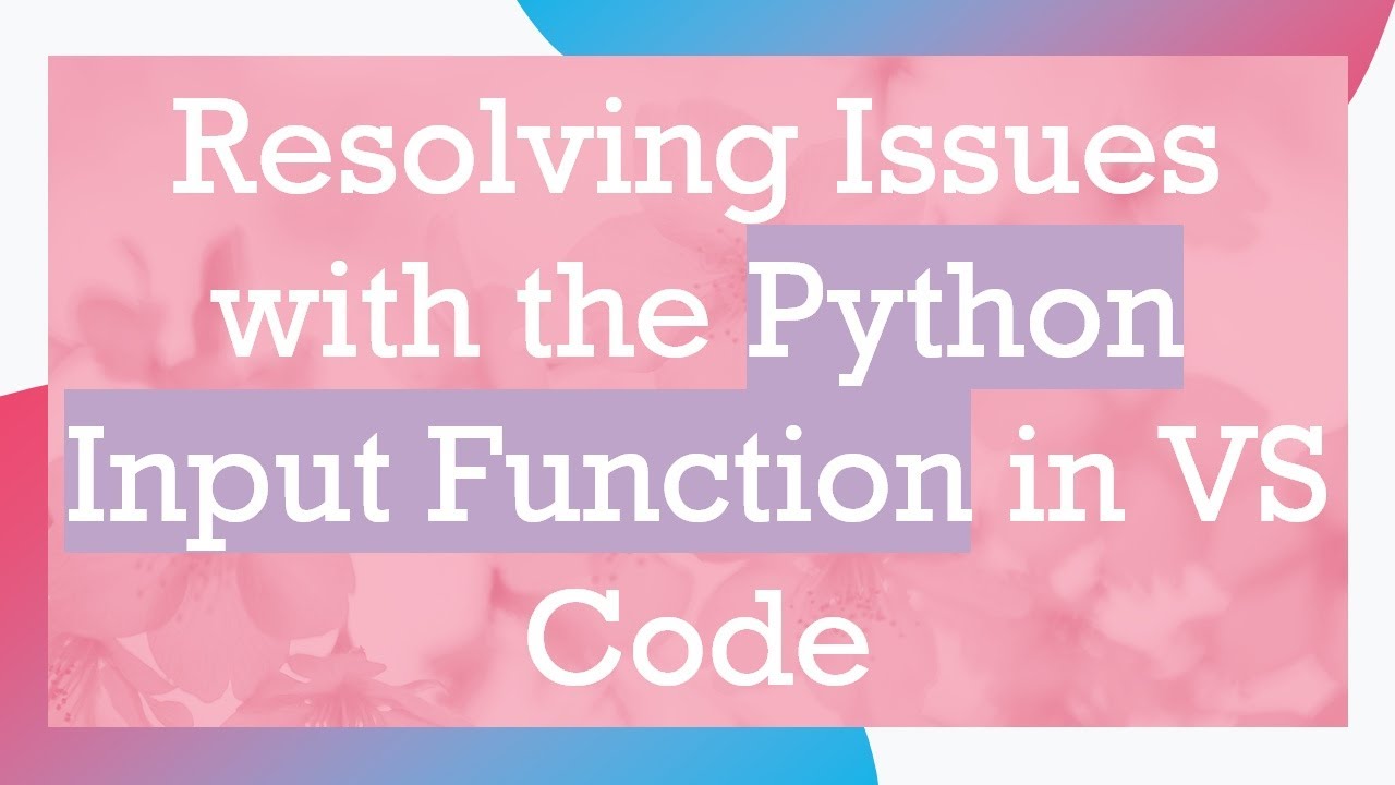 Resolving Issues with the Python Input Function in VS Code