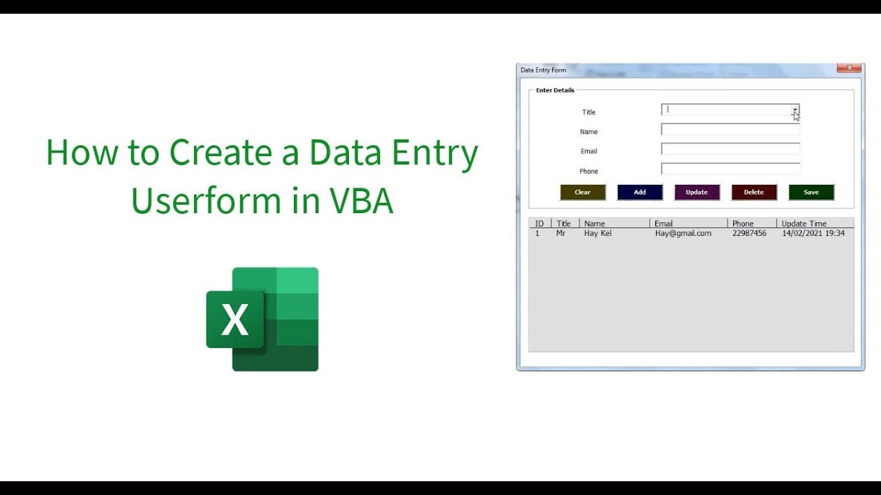 VBA User Form: Add, Update, Delete and Save
