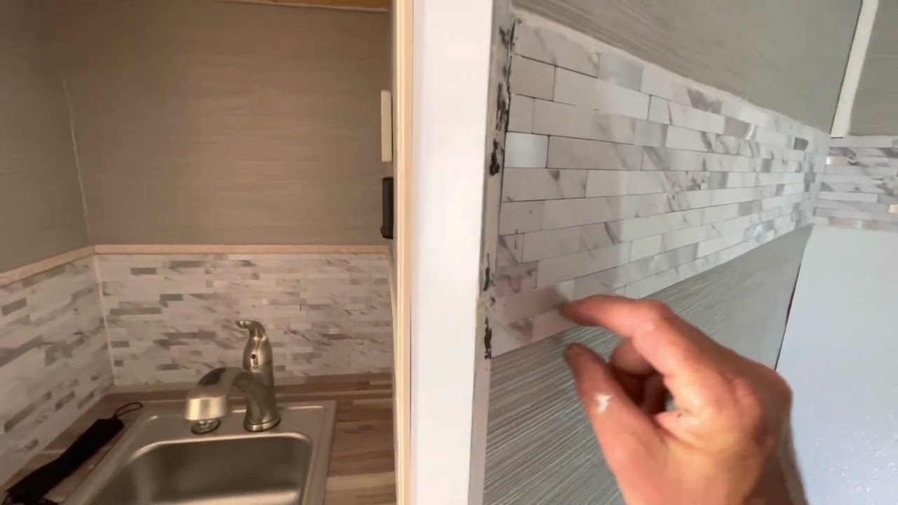 Cargo Trailer Conversion bathroom finish work.